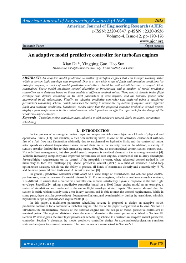 (PDF) An adaptive model predictive controller for turbofan engines