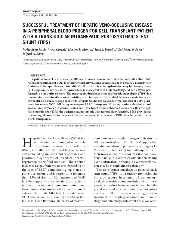 (PDF) Hepatic veno-occlusive disease (VOD) with complete occlusion of ...