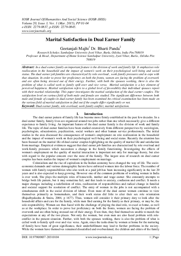 (PDF) Marital Satisfaction in Dual Earner Family