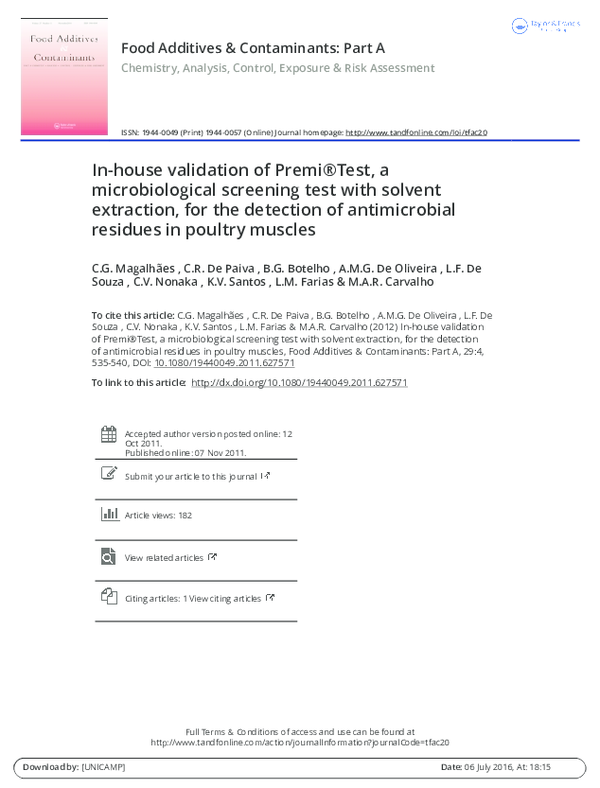 (PDF) In-house validation of Premi®Test, a microbiological screening ...