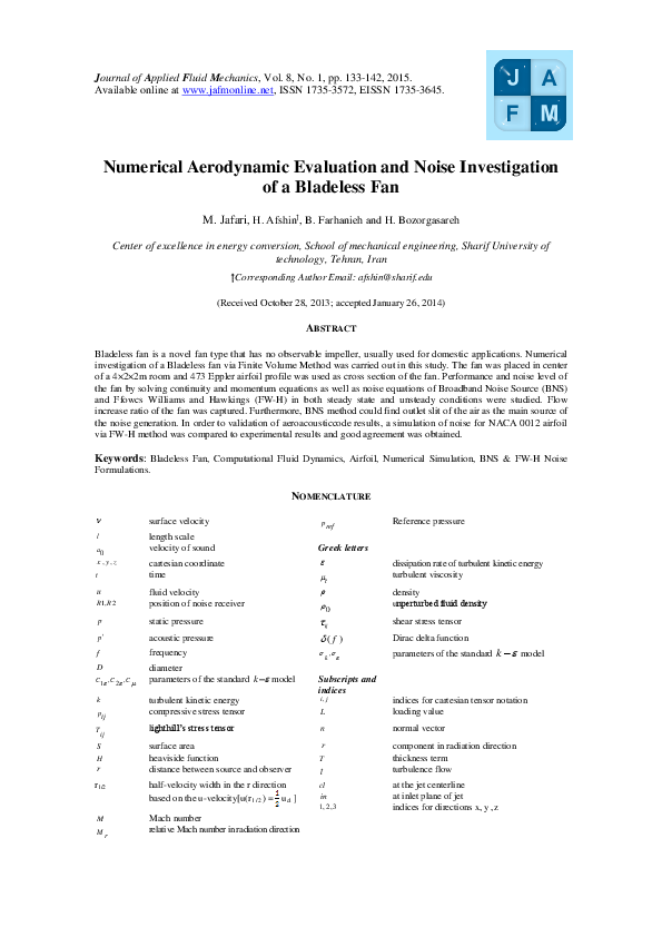 (PDF) Numerical Aerodynamic Evaluation and Noise Investigation of a ...