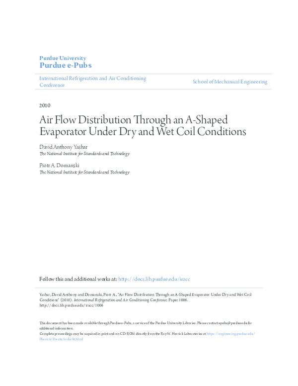 (PDF) Air Flow Distribution Through an A-Shaped Evaporator Under Dry ...
