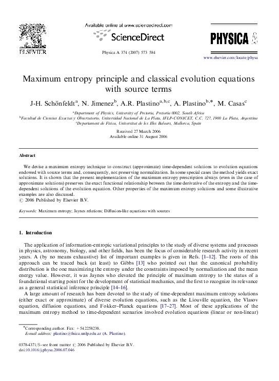 Pdf Maximum Entropy Principle And Classical Evolution Equations With Source Terms
