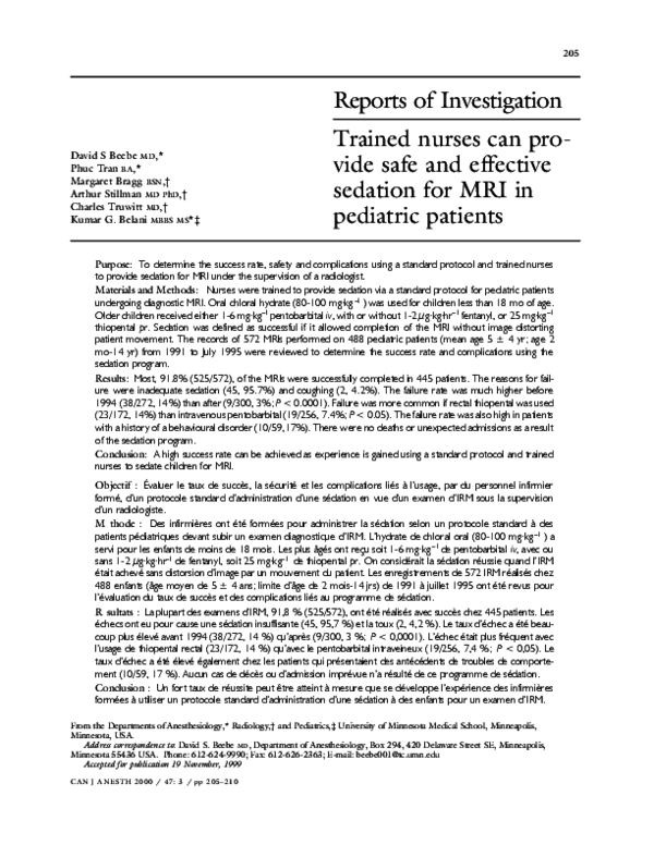 (PDF) Trained nurses can provide safe and effective sedation for MRI in ...