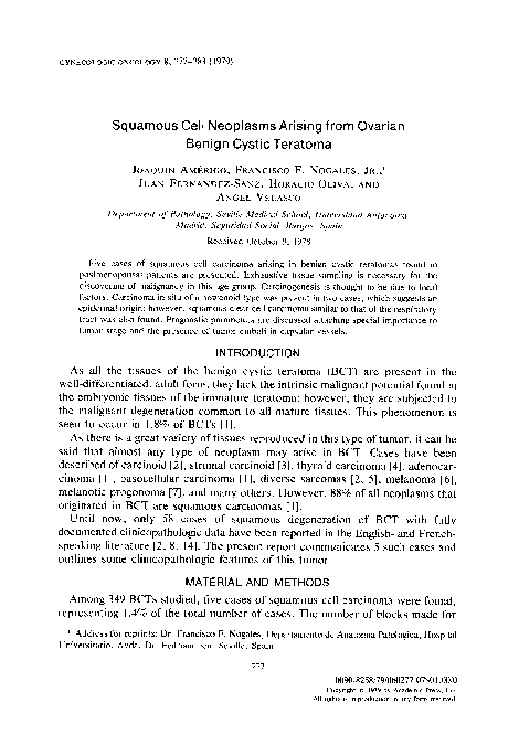 (PDF) Squamous cell neoplasms arising from ovarian benign cystic teratoma