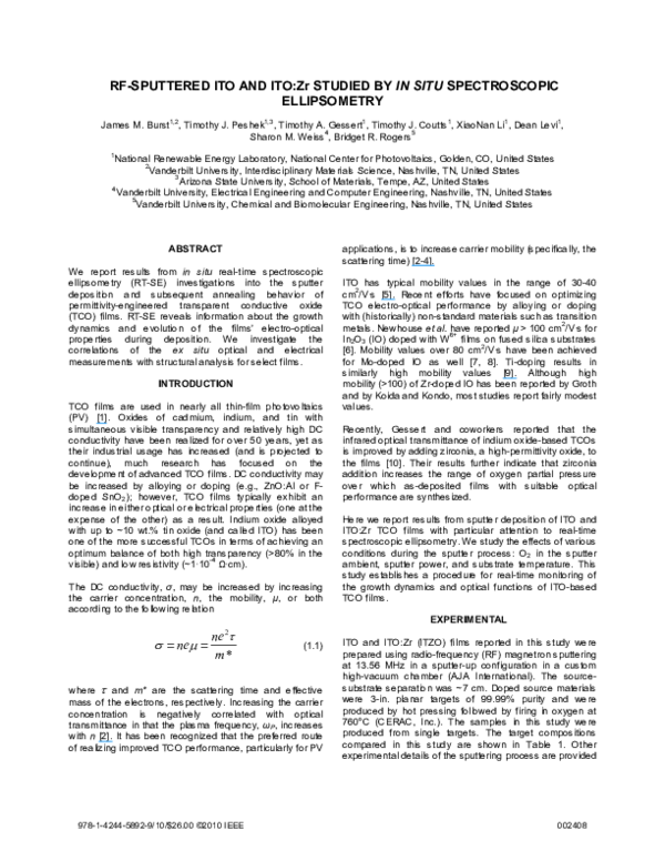 (PDF) RF-sputtered ITO and ITO:Zr studied by in situ spectroscopic ellipsometry