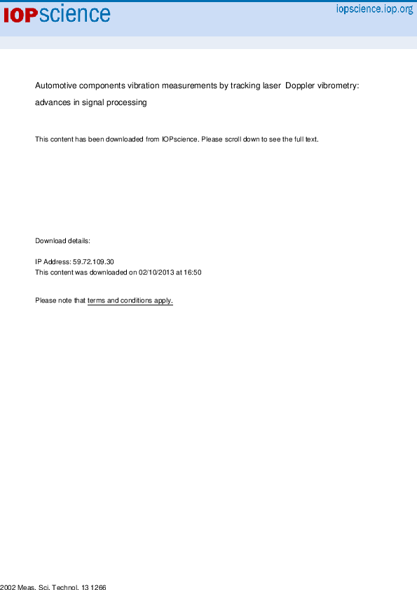 (PDF) Automotive components vibration measurements by tracking laser ...
