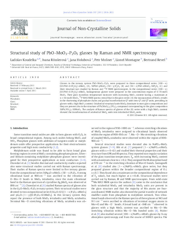 (PDF) Structural study of PbO–MoO3–P2O5 glasses by Raman and NMR ...