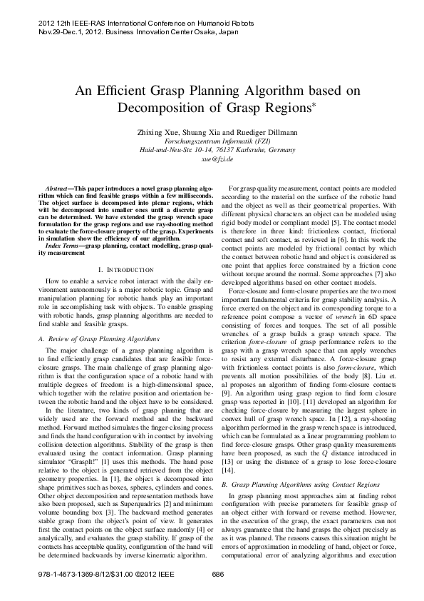 (PDF) An efficient grasp planning algorithm based on decomposition of ... (PDF) An efficient grasp planning algorithm based on decomposition of ...
