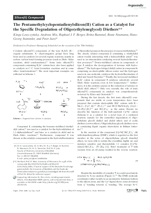 (PDF) A Theoretical Study of the Half-Sandwich Silicon(II) Cation ...