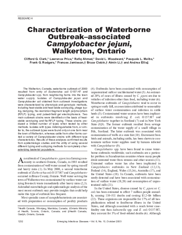 (PDF) Characterization of Waterborne Outbreak–associated Campylobacter ...