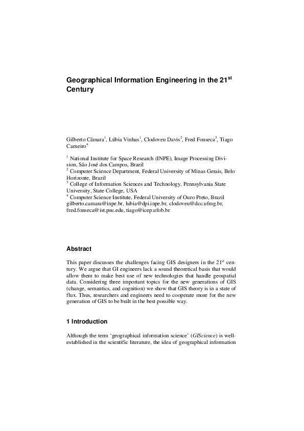 (PDF) Geographical Information Engineering in the 21 st Century