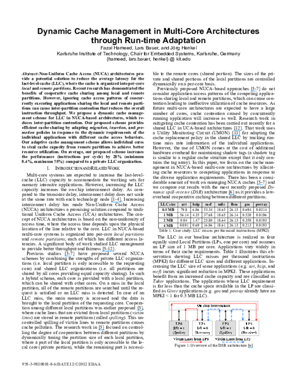(PDF) Dynamic cache management in multi-core architectures through run-time adaptation