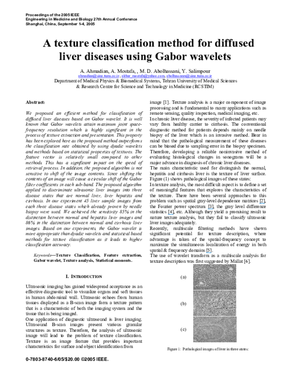 Pdf A Texture Classification Method For Diffused Liver Diseases Using Gabor Wavelets Ayman