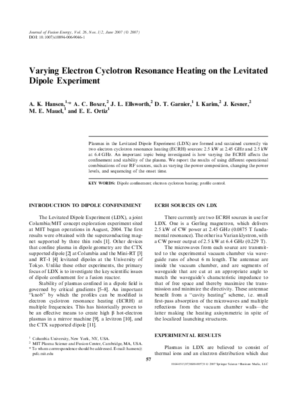 (PDF) Varying Electron Cyclotron Resonance Heating on the Levitated ...