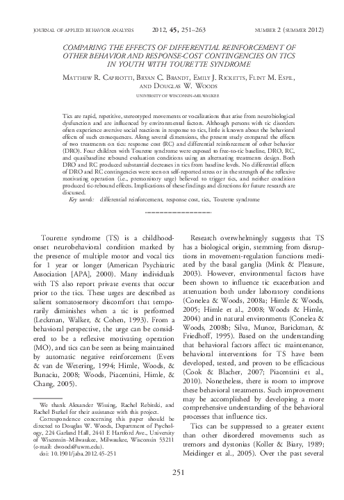 (PDF) Comparing the Effects of Differential Reinforcement of Other Behavior and Response-Cost ...