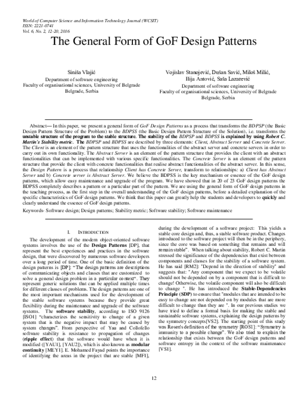 (PDF) The General Form of GoF Design Patterns