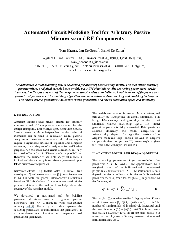 (PDF) Automated Circuit Modeling Tool for Arbitrary Passive Microwave and RF Components
