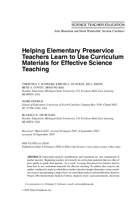 (PDF) Helping elementary preservice teachers learn to use curriculum ...