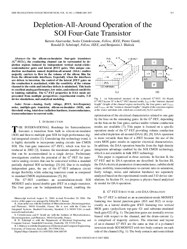 (PDF) Depletion-All-Around Operation of the SOI Four-Gate Transistor