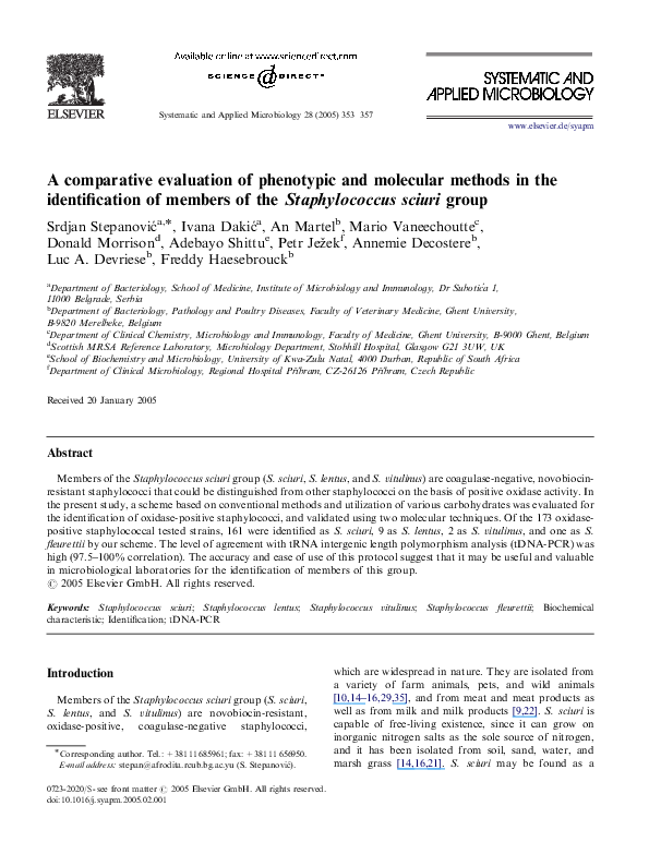 (PDF) A comparative evaluation of phenotypic and molecular methods in ...