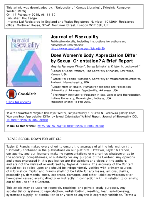 (PDF) Does Women's Body Appreciation Differ by Sexual Orientation? A ...