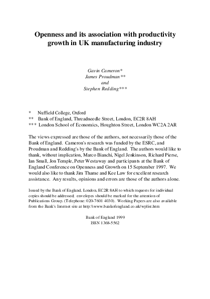 (PDF) Openness and Its Association with Productivity Growth in UK ...