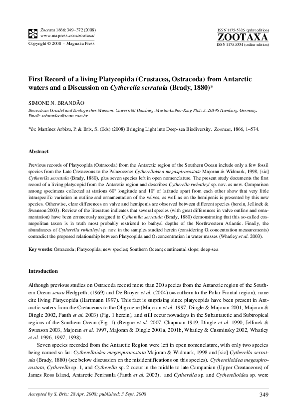 (PDF) First Record of a living Platycopida (Crustacea, Ostracoda) from ...