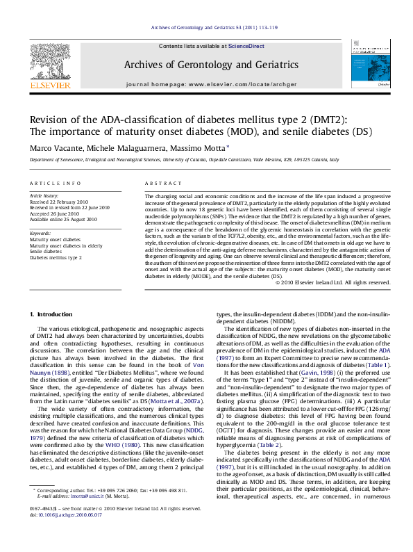 (PDF) Revision of the ADA-classification of diabetes mellitus type 2 ...