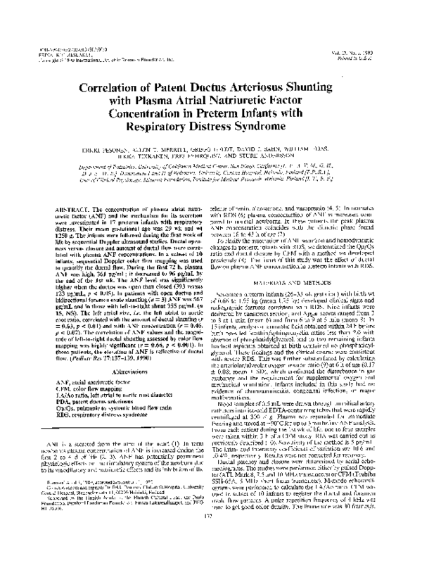 (PDF) Correlation of Patent Ductus Arteriosus Shunting with Plasma ...