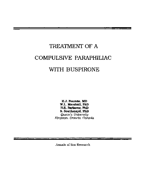 (PDF) Treatment of a compulsive paraphiliac with buspirone