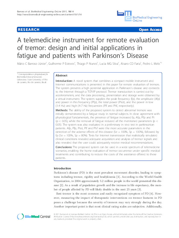 (PDF) A telemedicine instrument for remote evaluation of tremor: design ...