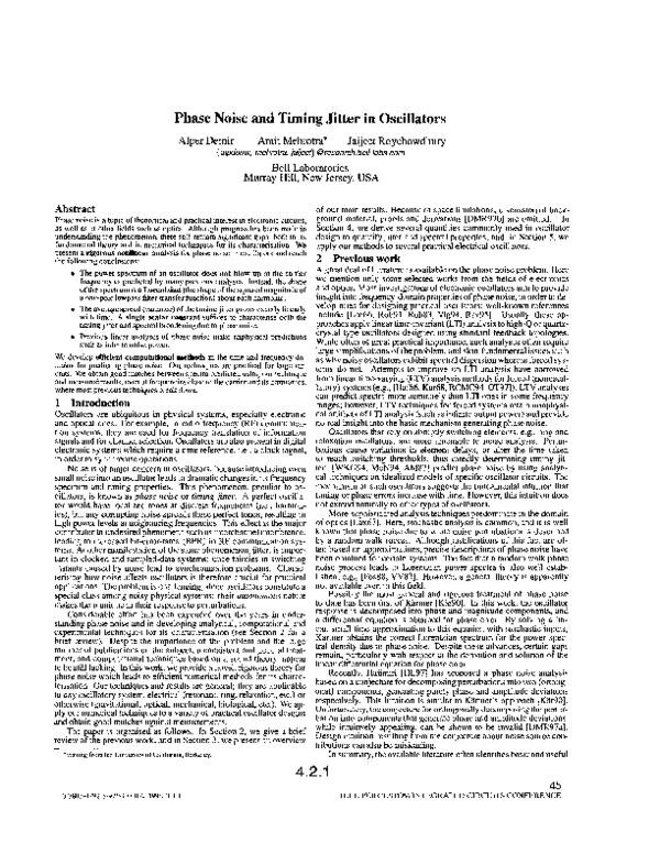 (PDF) Phase noise and timing jitter in oscillators