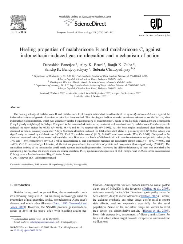 Pdf Healing Properties Of Malabaricone B And Malabaricone C Against