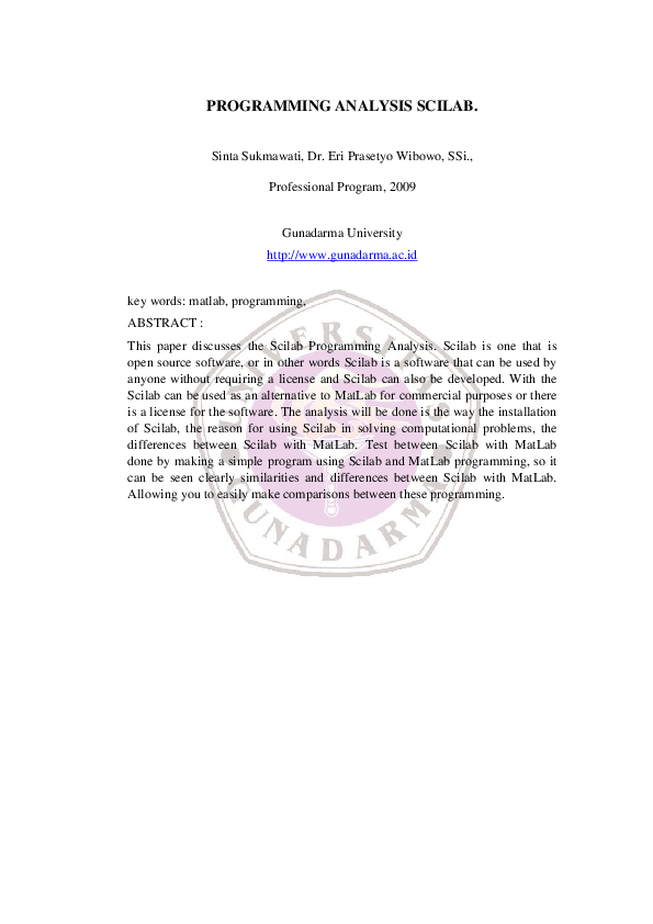 (PDF) Programming Analysis Scilab