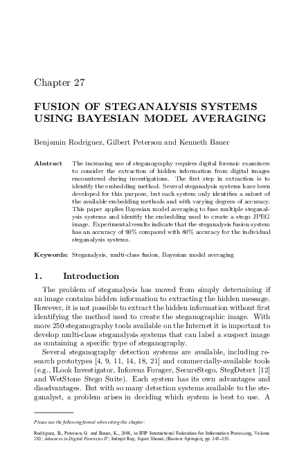 Pdf Fusion Of Steganalysis Systems Using Bayesian Model Averaging