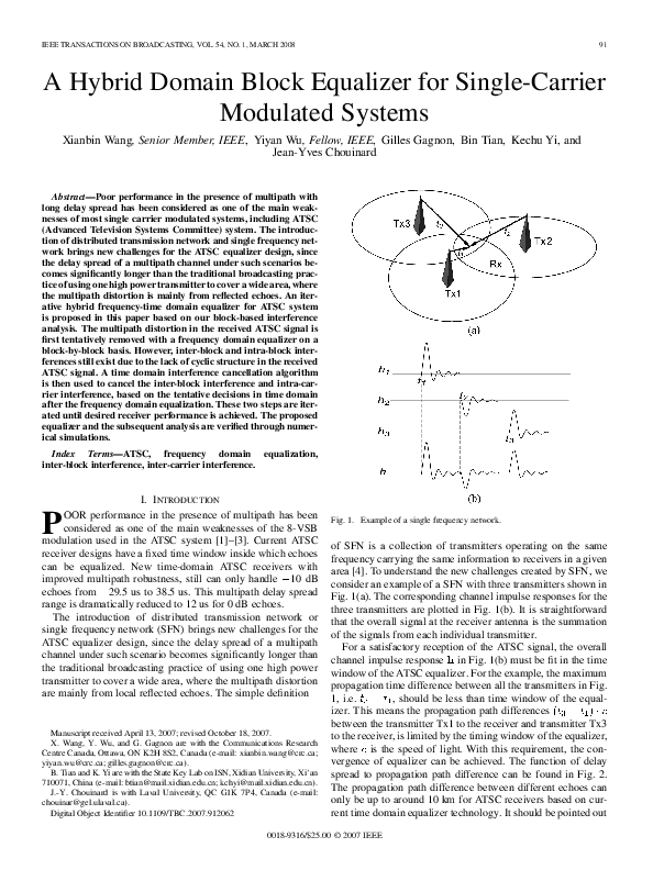 (PDF) A Hybrid Domain Block Equalizer for Single-Carrier Modulated Systems