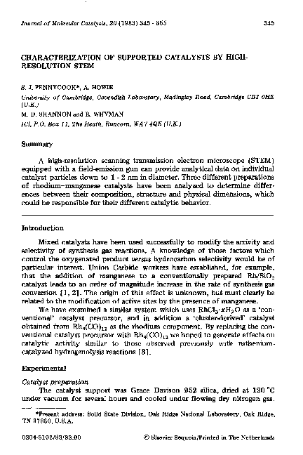 (PDF) Characterization of supported catalysts by high-resolution stem ...