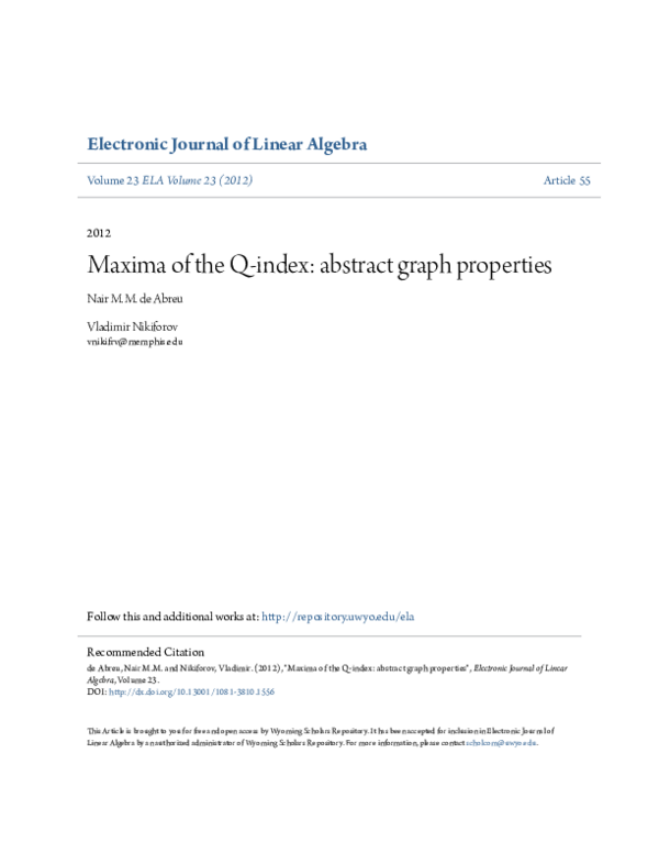 (PDF) Maxima of the Q-index: abstract graph properties