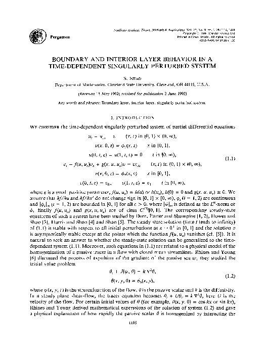 (PDF) Boundary and interior layer behavior in a time-dependent singularly perturbed system
