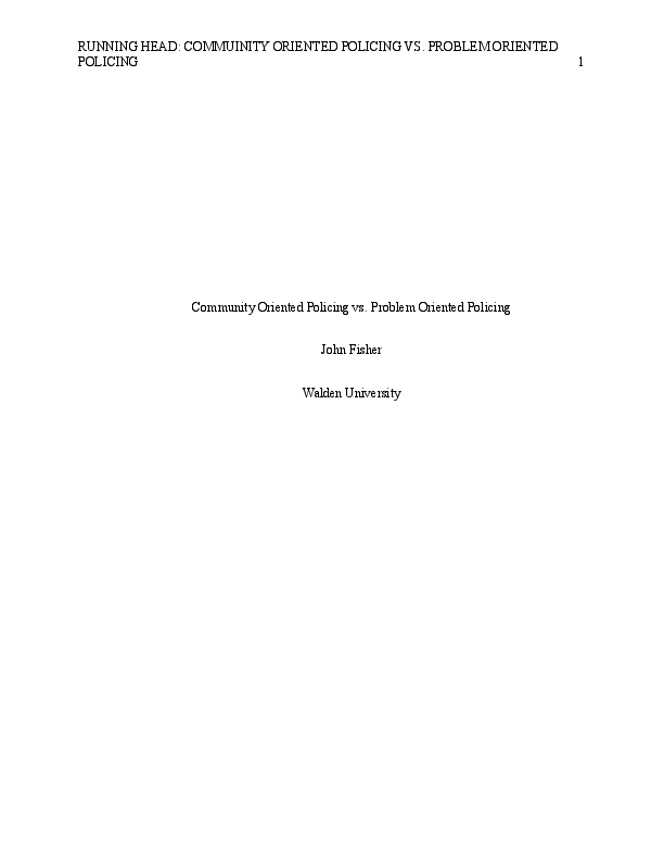 (DOC) Community Oriented Policing vs. Problem Oriented Policing