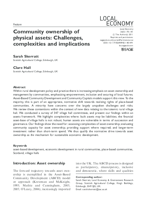 (PDF) Community Ownership of Physical Assets: Challenges, Complexities ...