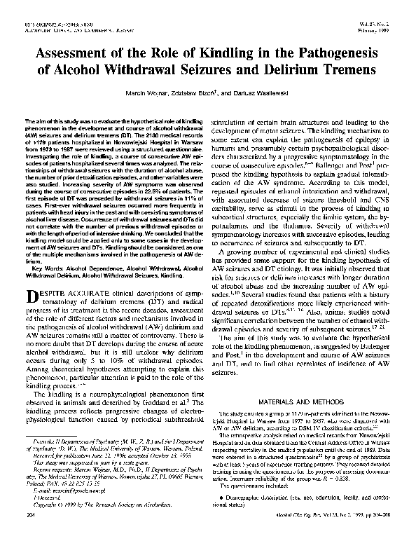 (PDF) Assessment of the Role of Kindling in the Pathogenesis of Alcohol ...