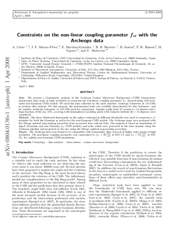 Pdf Constraints On The Non Linear Coupling Parameter F Nl With