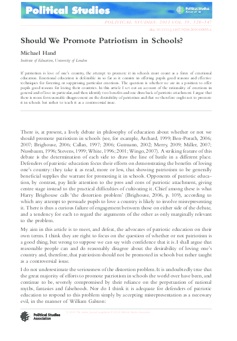 (PDF) Should We Promote Patriotism in Schools?