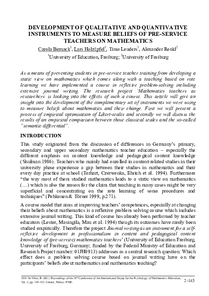 (PDF) Development of qualitative and quantitative instruments to ...