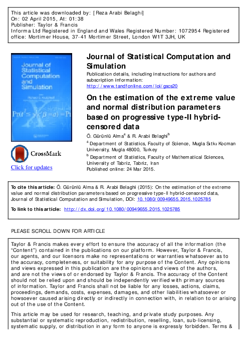 (PDF) On the estimation of the extreme value and normal distribution parameters based on ...