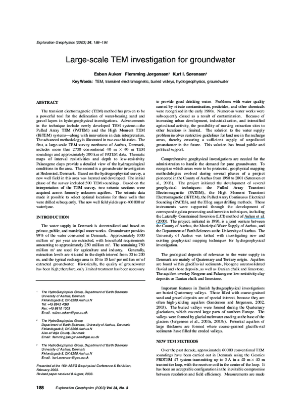 (PDF) Large-scale TEM investigation for groundwater