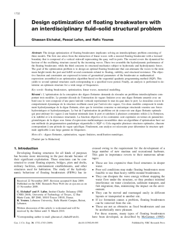 (PDF) Design optimization of floating breakwaters with an interdisciplinary fluid-solid ...
