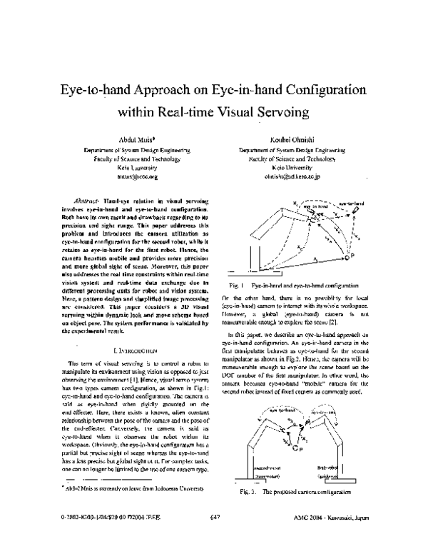 (PDF) Eye-to-hand approach on eye-in-hand configuration within real ...